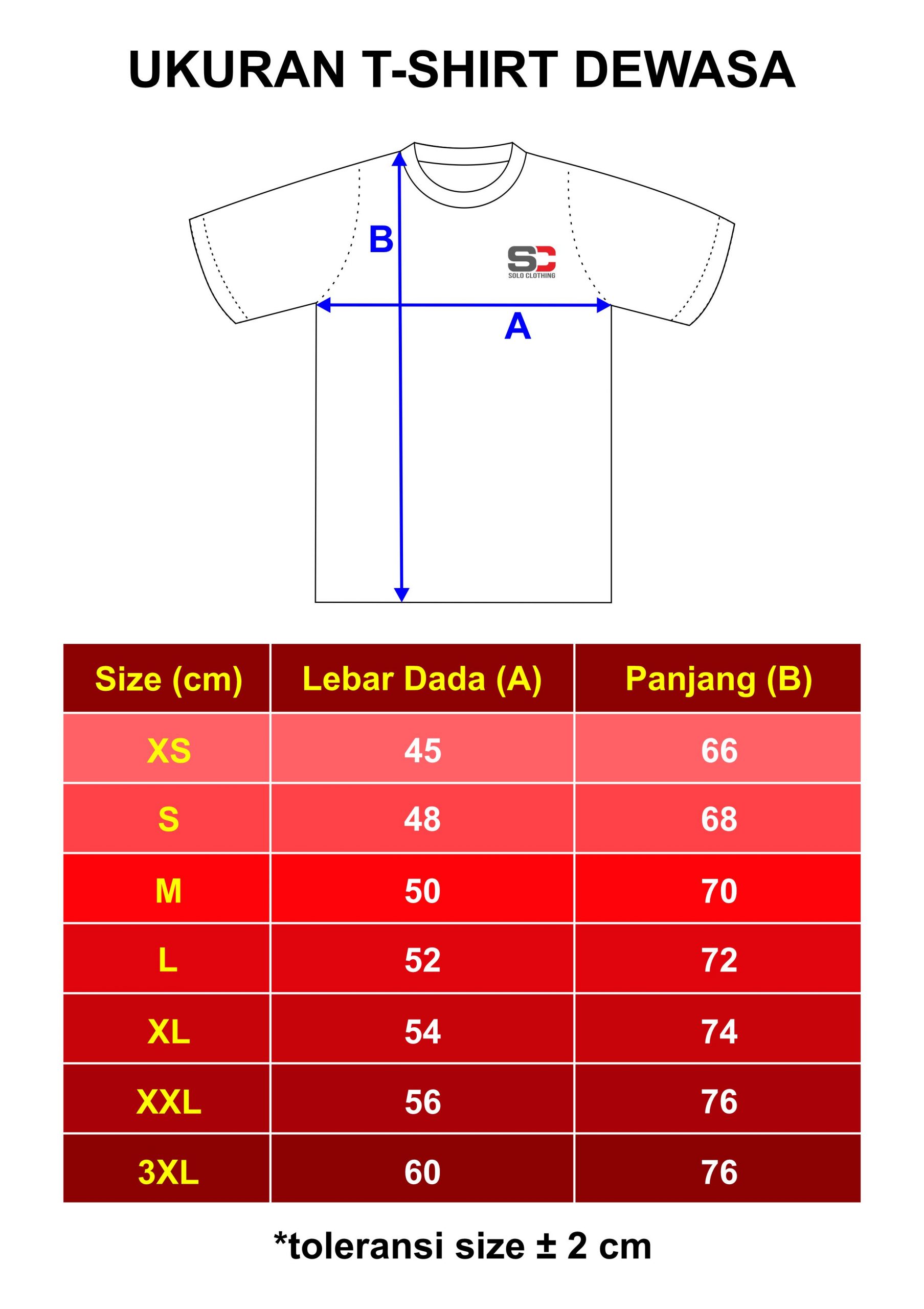 Daftar Ukuran: Kaos, Kemeja, Rompi dan Jas, Seragam Pria dan Wanita